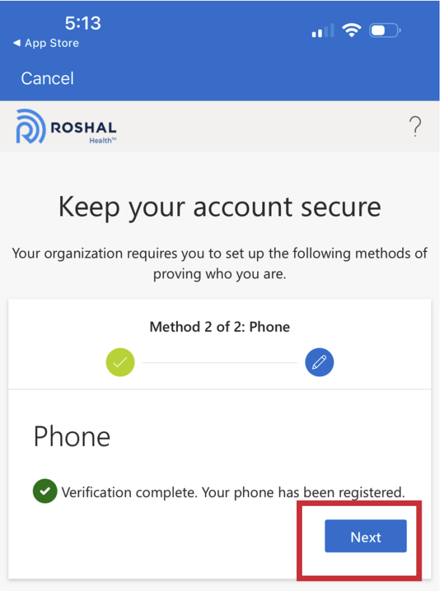 Login - Microsoft Authenticator Setup - iOS