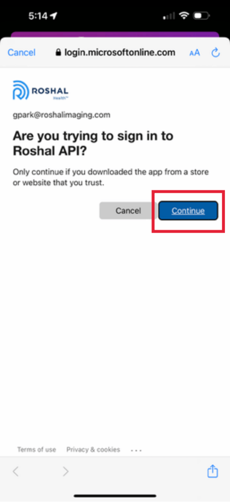 Login - Microsoft Authenticator Setup - iOS