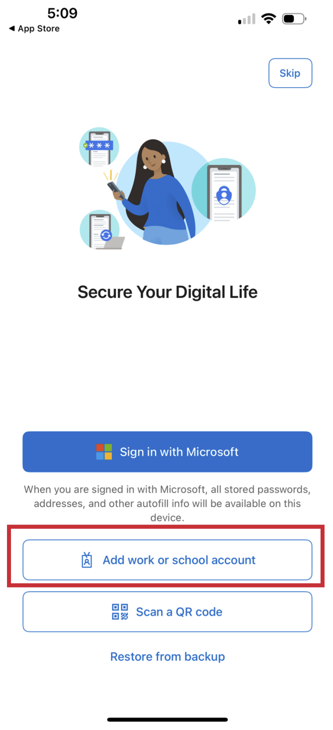 Login - Microsoft Authenticator Setup - iOS