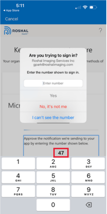 Login - Microsoft Authenticator Setup - iOS