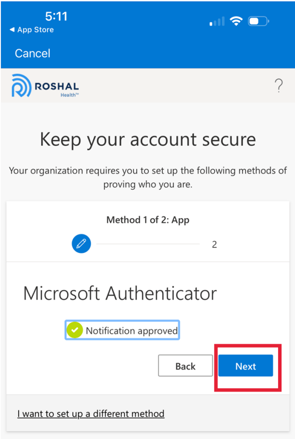 Login - Microsoft Authenticator Setup - iOS