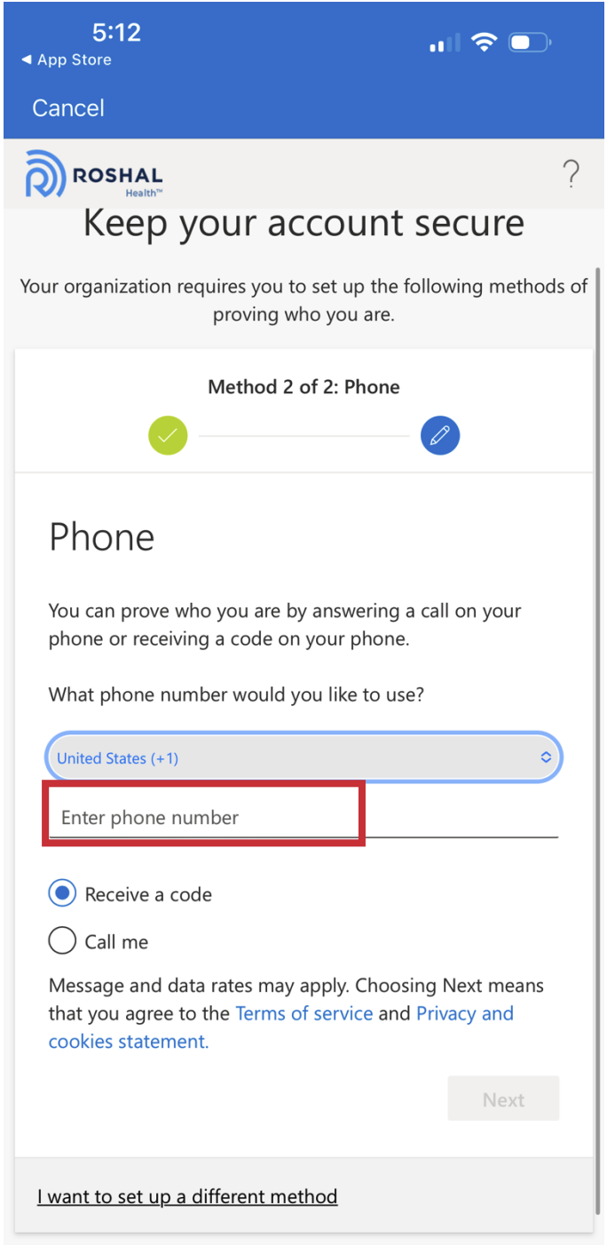 Login - Microsoft Authenticator Setup - iOS